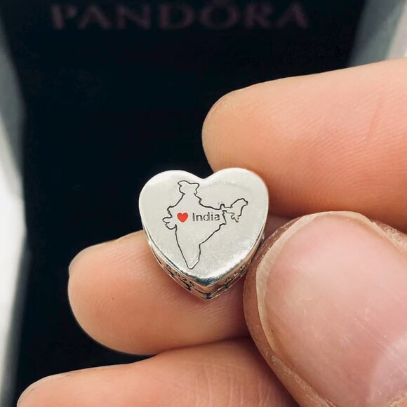 Pandora | Jewelry | Pandora India Map Heart Charm Bead S925 Silver With ...